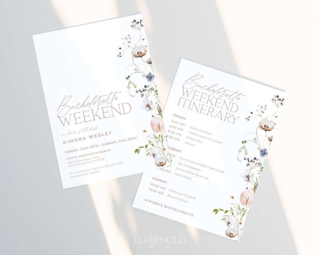 ENCHANTED | Bachelorette Weekend Invitation Template Editable DIY ...