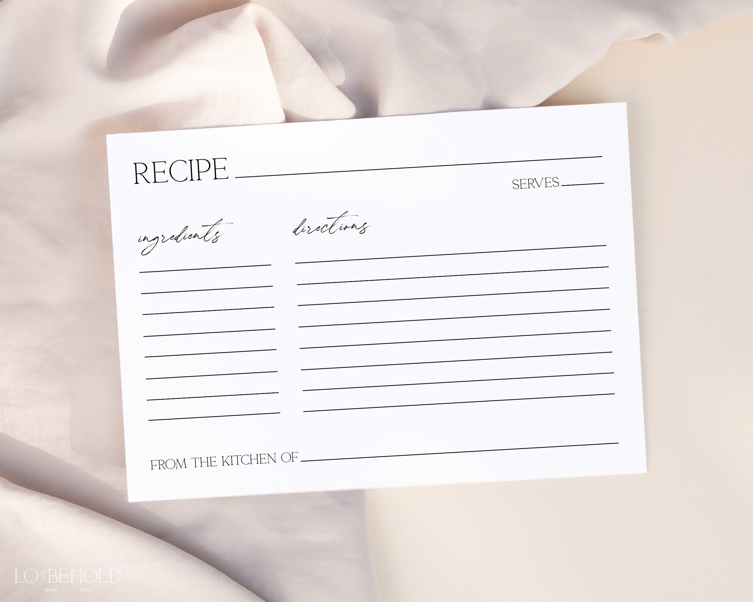 ALTAR | Minimalist Recipe Card Bridal Shower Editable Template DIY ...