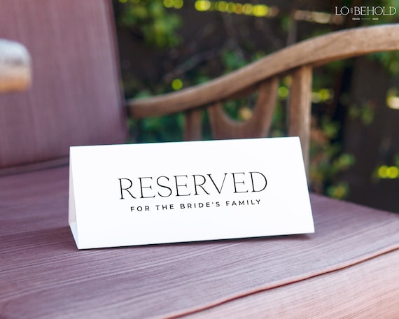 ALTAR Wedding Reserved Seating Sign Template DIY Instant - Etsy