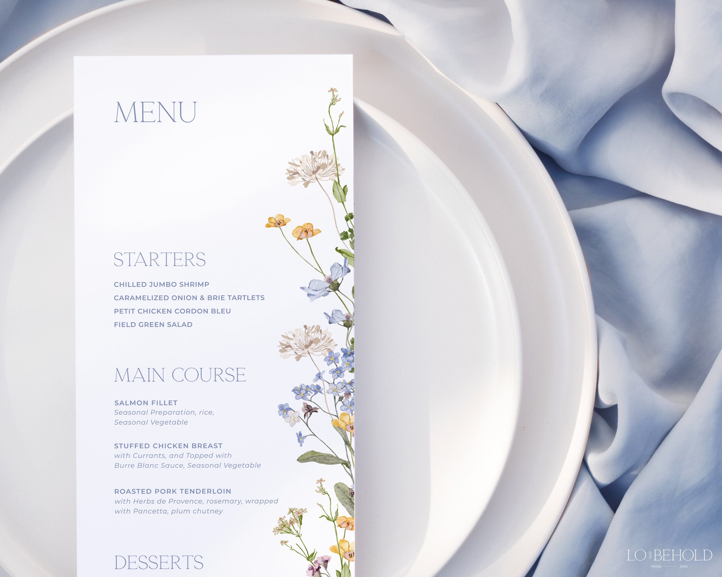 Floral Wedding Menu Template Minimalist Floral Menu Card - Etsy
