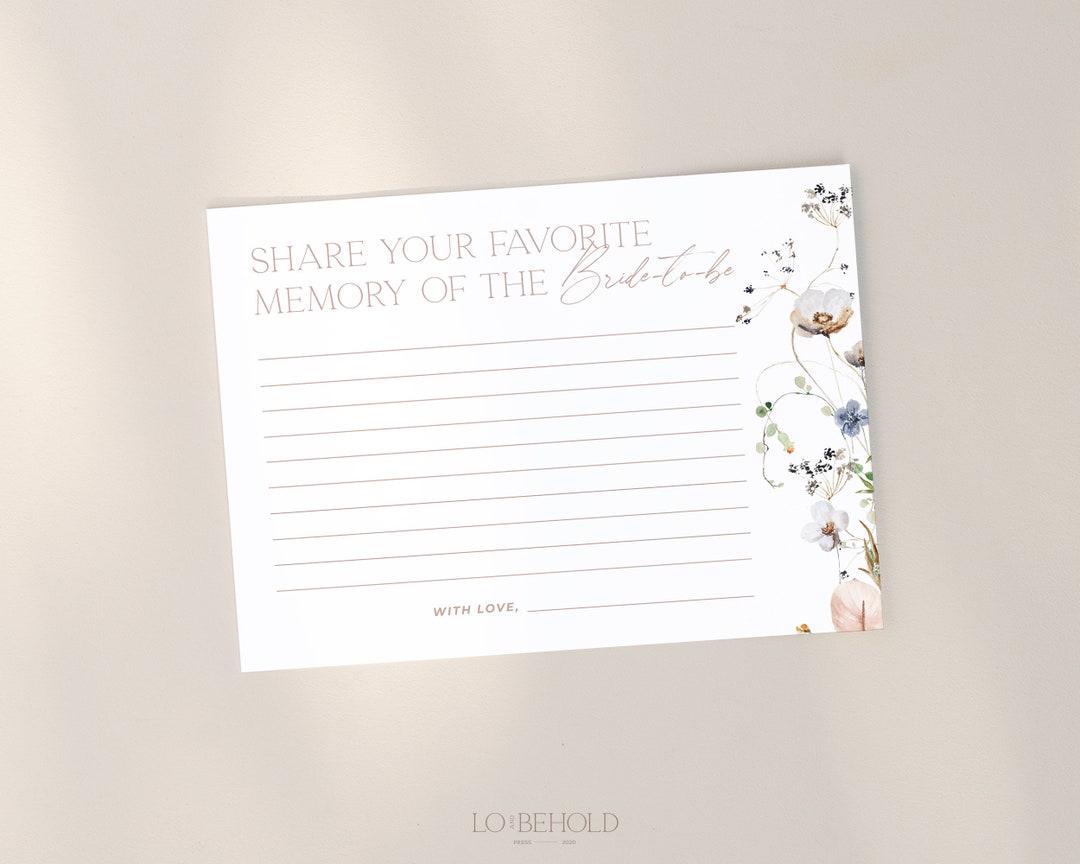 ENCHANTED | Favorite Memory of the Bride Card Editable Template Modern ...