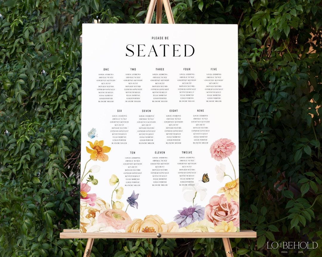 BLOOM | Wedding Seating Chart Poster Modern Floral Editable Template ...