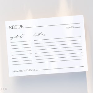 ALTAR | Minimalist Recipe Card Bridal Shower Editable Template DIY ...