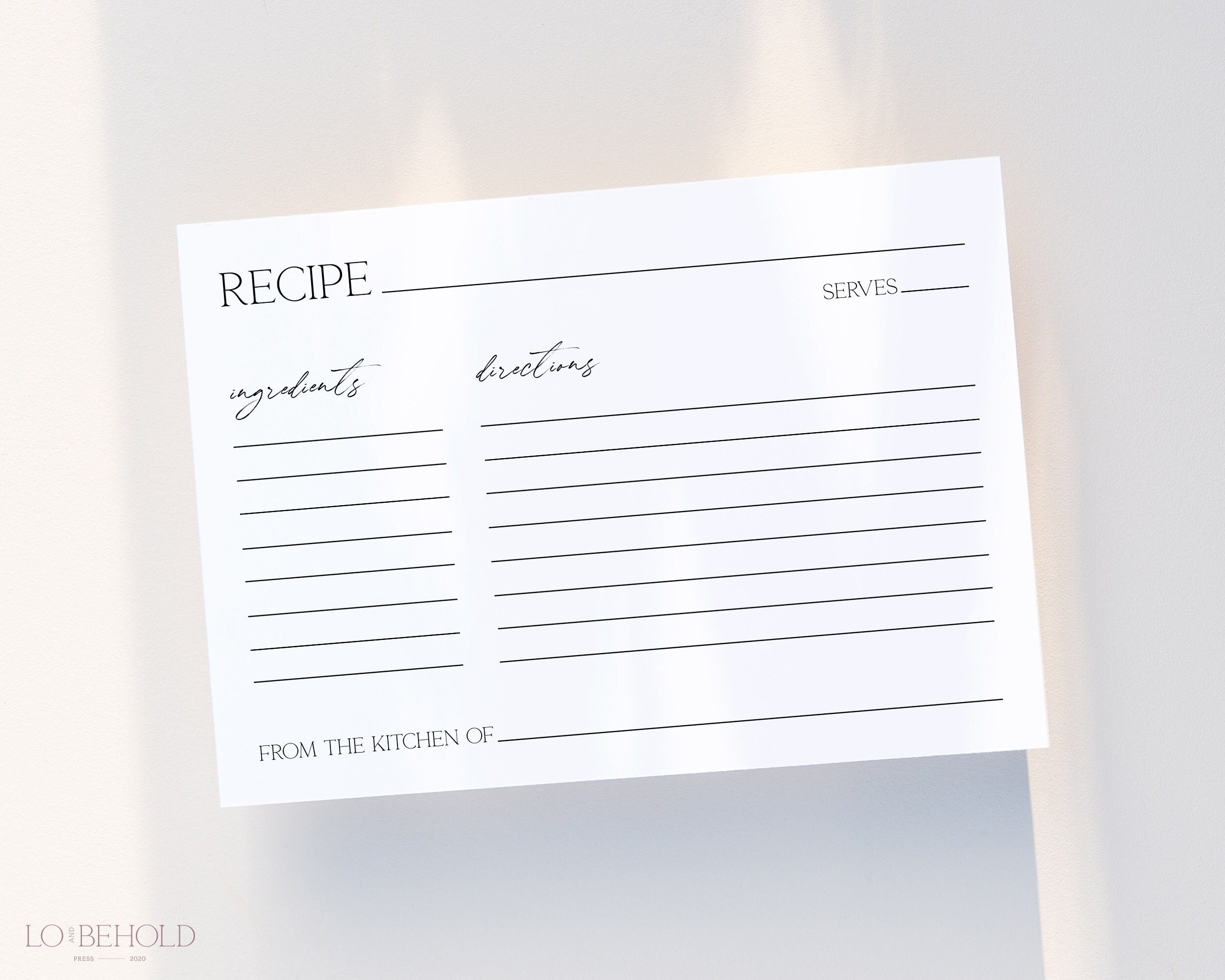 ALTAR Minimalist Recipe Card Bridal Shower Editable Template - Etsy