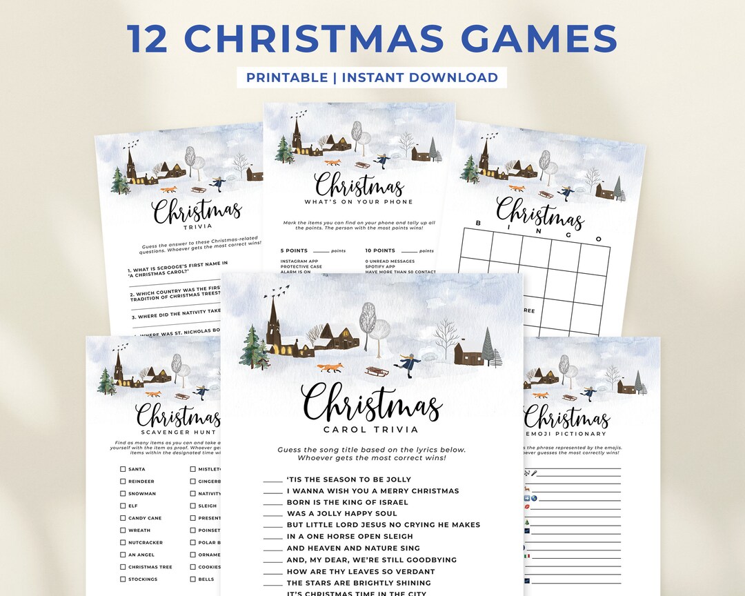 12 Christmas Games Bundle Template, Printable Christmas Party Games ...