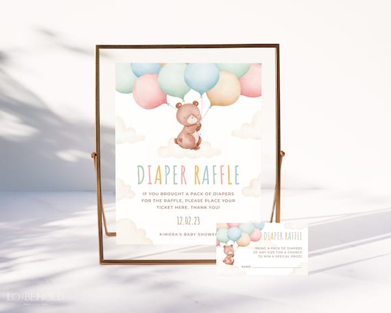 TEDDY Bear Diaper Raffle Template Baby Shower Game Download - Etsy