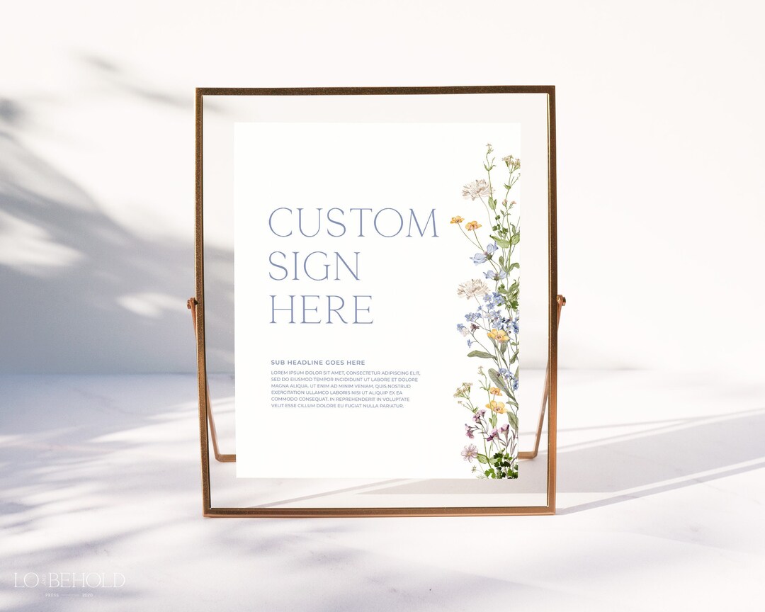 Minimalist Floral Custom Sign Template Download, Wildflower Editable ...
