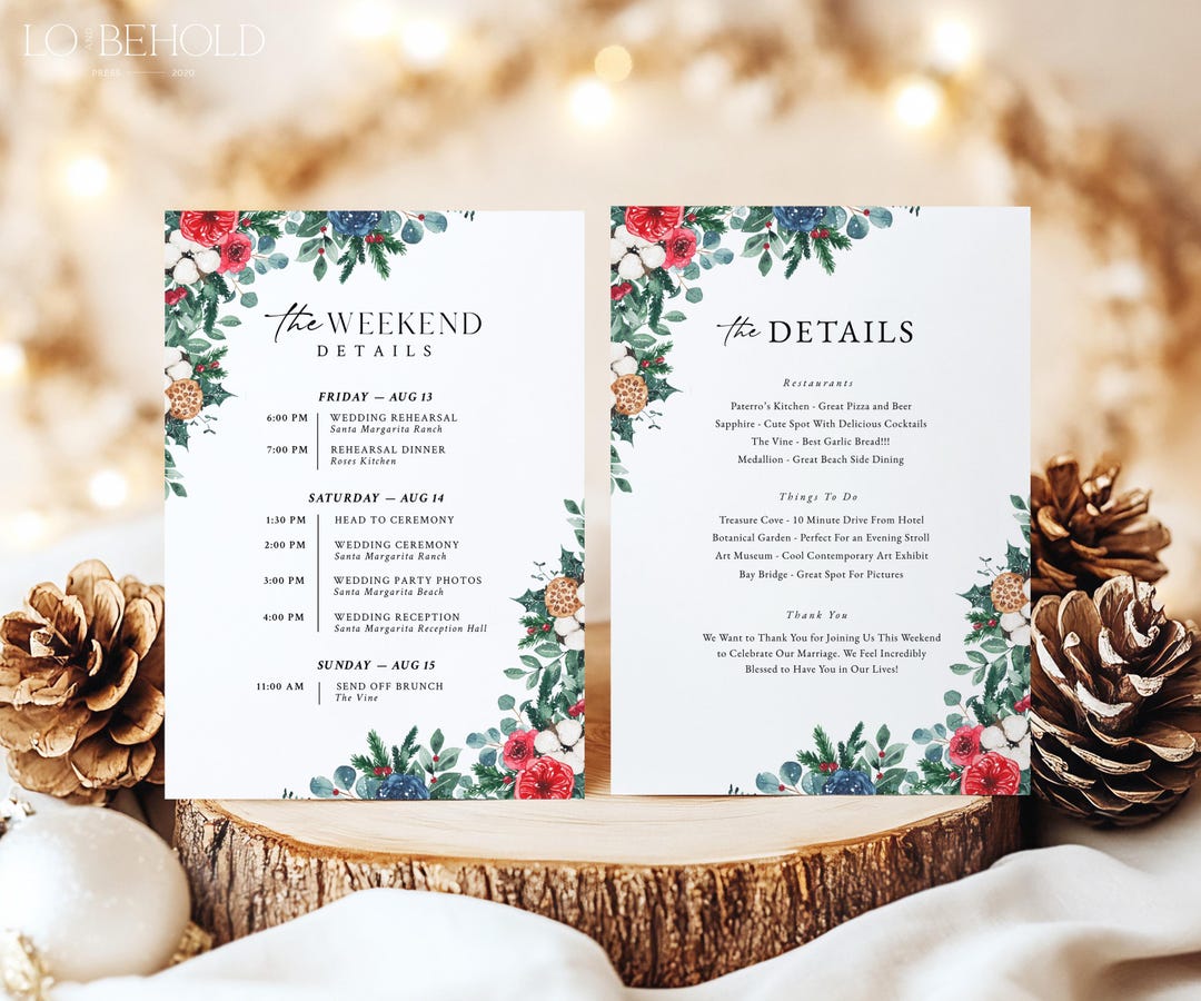 Holiday Itinerary Template, Printable Christmas Itinerary Schedule ...