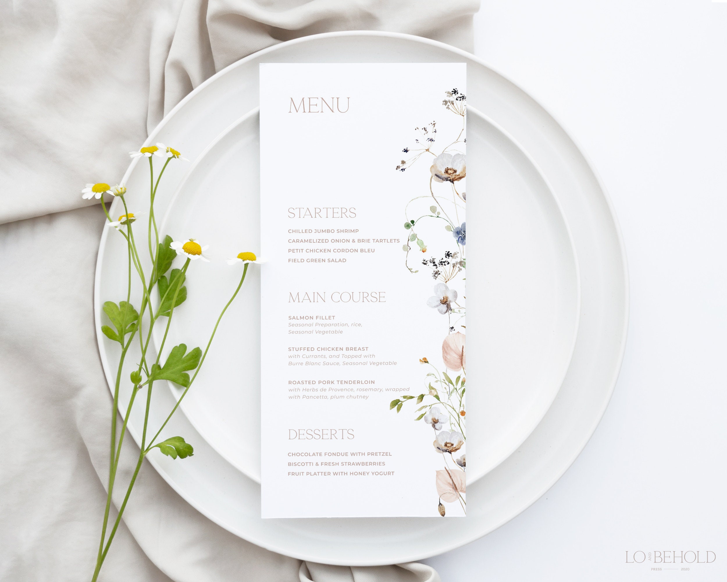 ENCHANTED Wedding Menu Template Elegant Floral Editable - Etsy