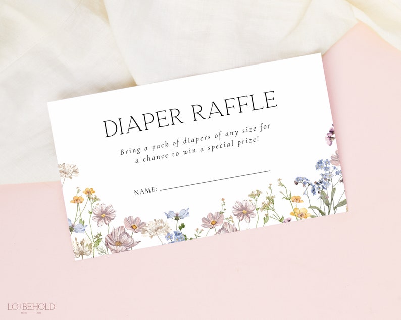 Floral Diaper Raffle Ticket Template Wildflower Baby Shower - Etsy