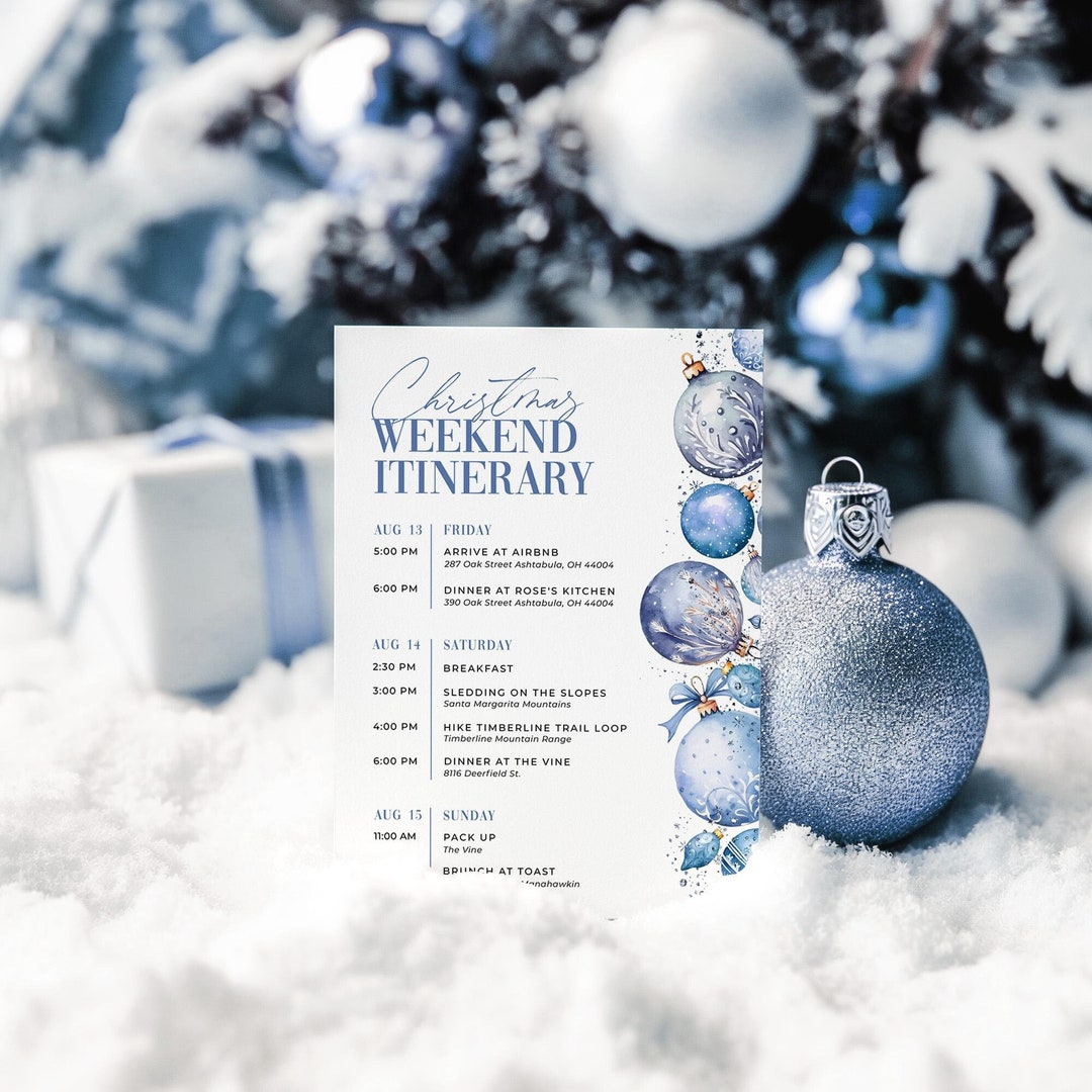 Editable Christmas Weekend Itinerary Template, Holiday Travel Plan ...