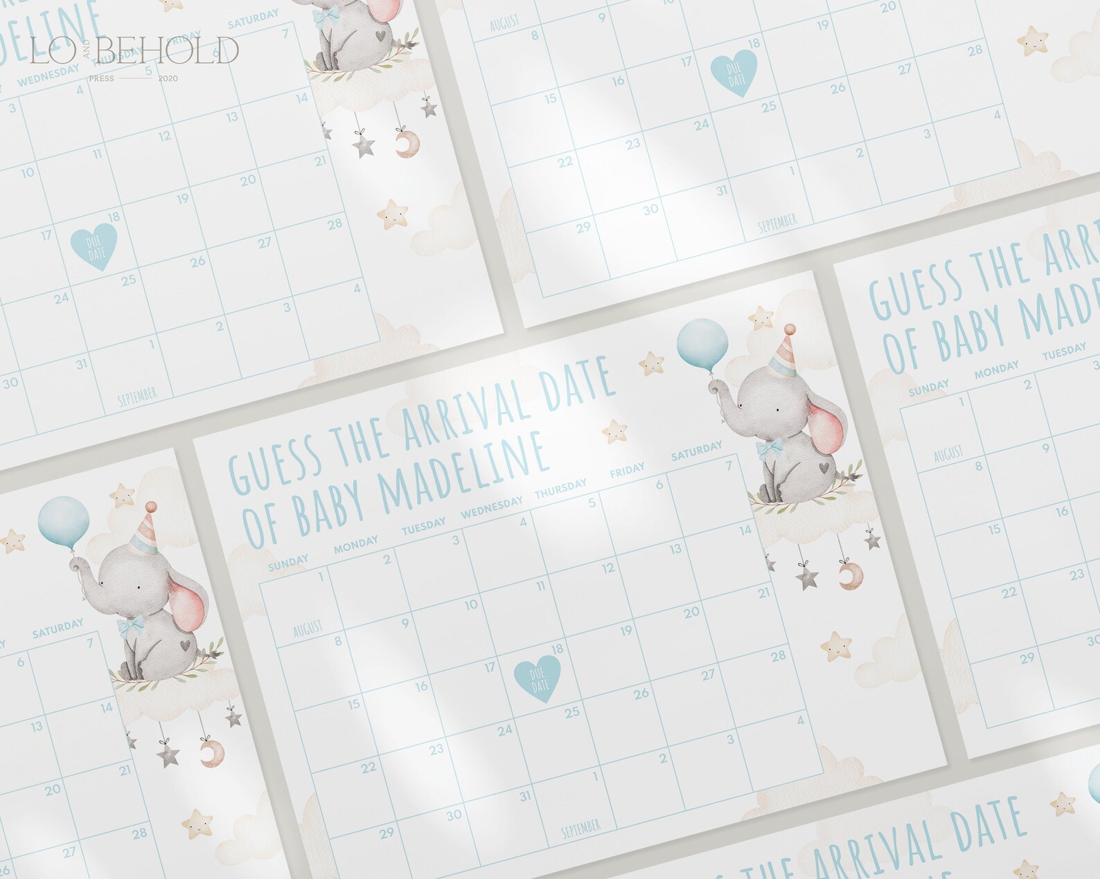 DREAM Elephant Baby Due Date Calendar Sign Baby Shower - Etsy