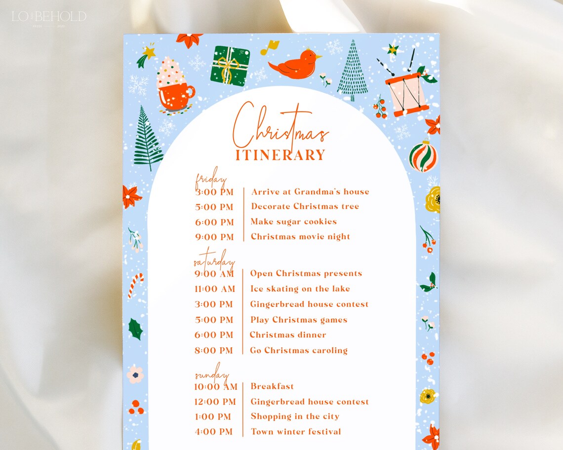MERRY Christmas Itinerary Template Download Christmas Etsy Australia