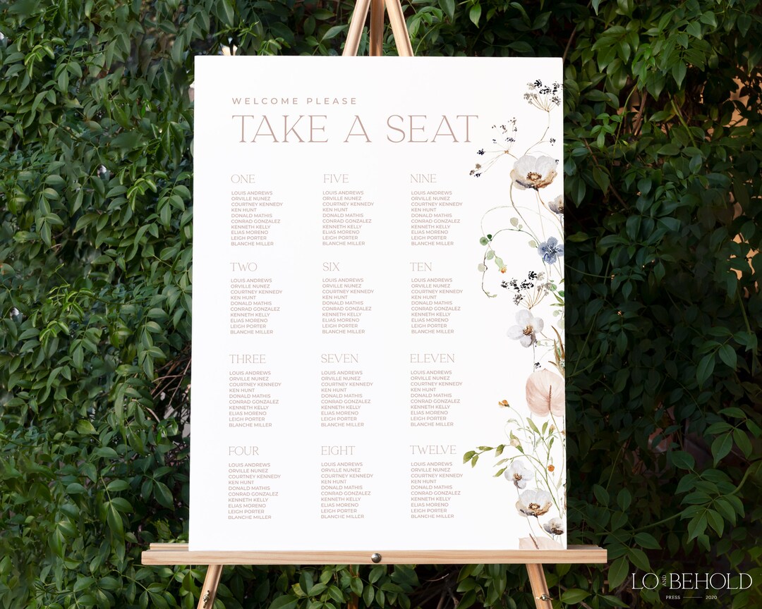 ENCHANTED | Wedding Seating Chart Poster Elegant Floral Editable ...
