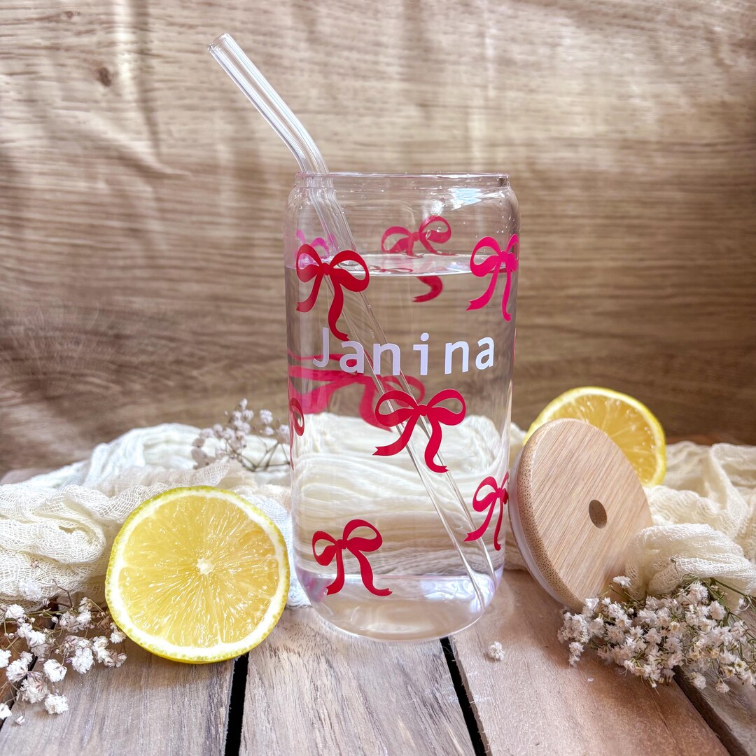 Personalized Drinking Glass With Lid & Straw | Bachelorette Party ...