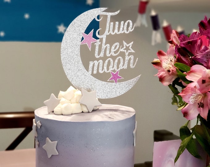 Two the Moon Cake Topper, Second Birthday, Space, Galaxy, Astronaut - Etsy