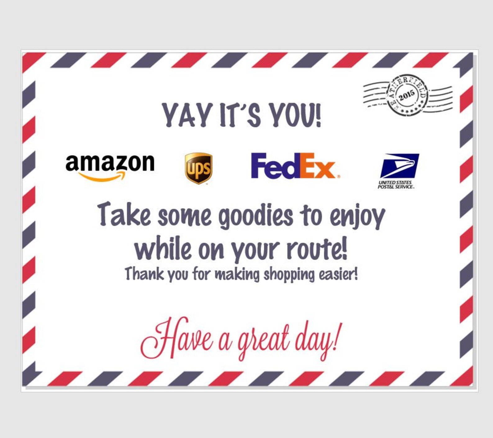 Delivery Driver Sign Instant Download / Amazon / USPS / Fedex - Etsy