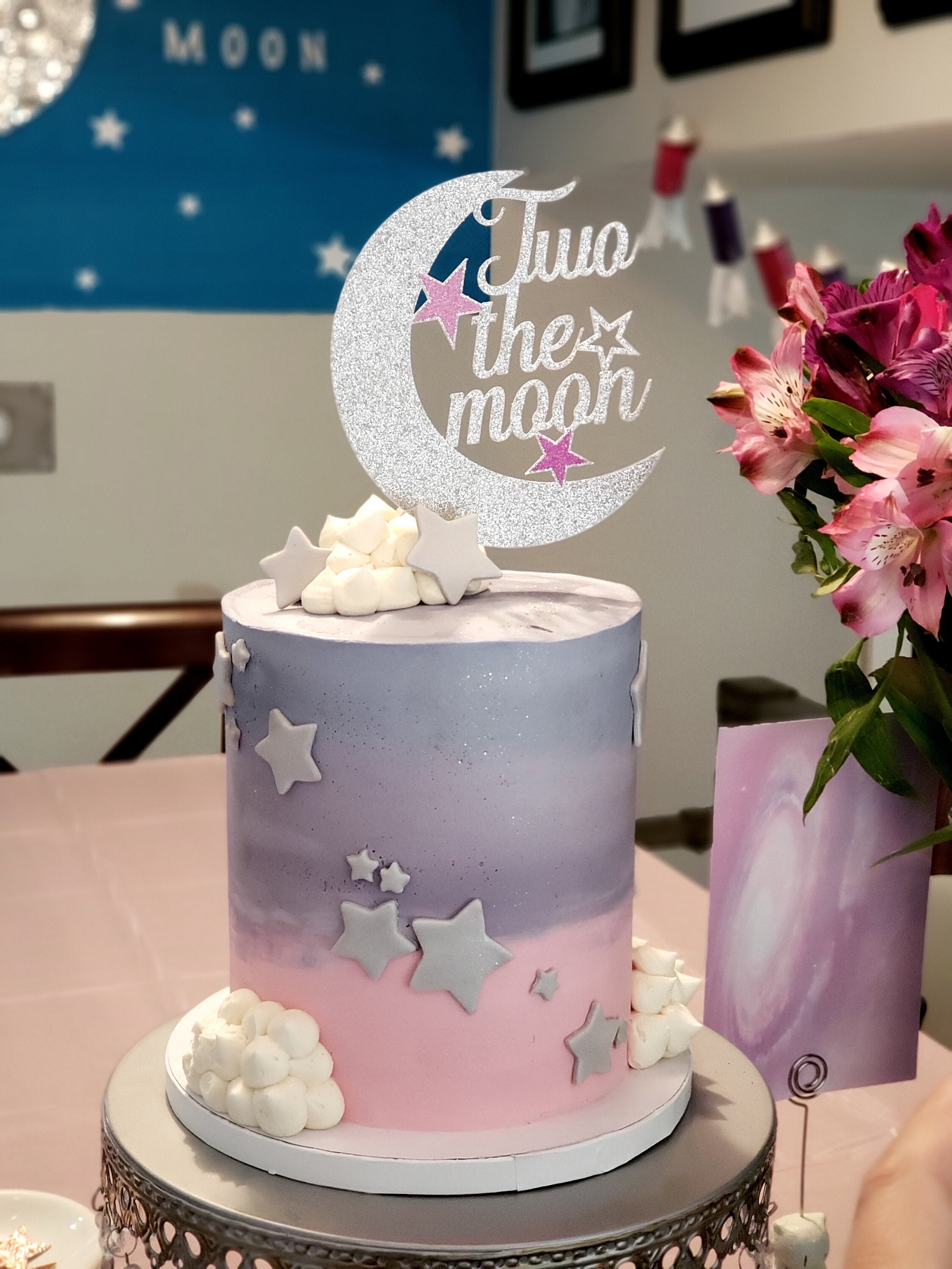 Two the Moon Cake Topper Second Birthday Space Galaxy - Etsy