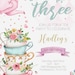 Tea for Three Birthday Invitation, Tea Party, 3rd Birthday, Turning ...