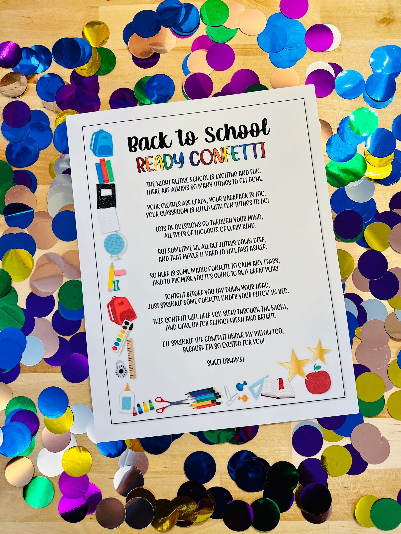 Back to School Ready Confetti Poem Back to School First Day - Etsy