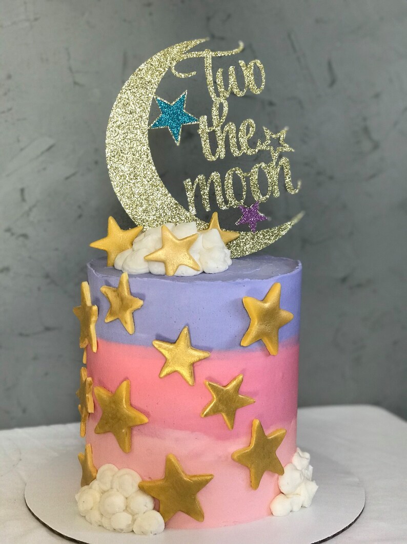 Two the Moon Cake Topper Second Birthday Space Galaxy - Etsy