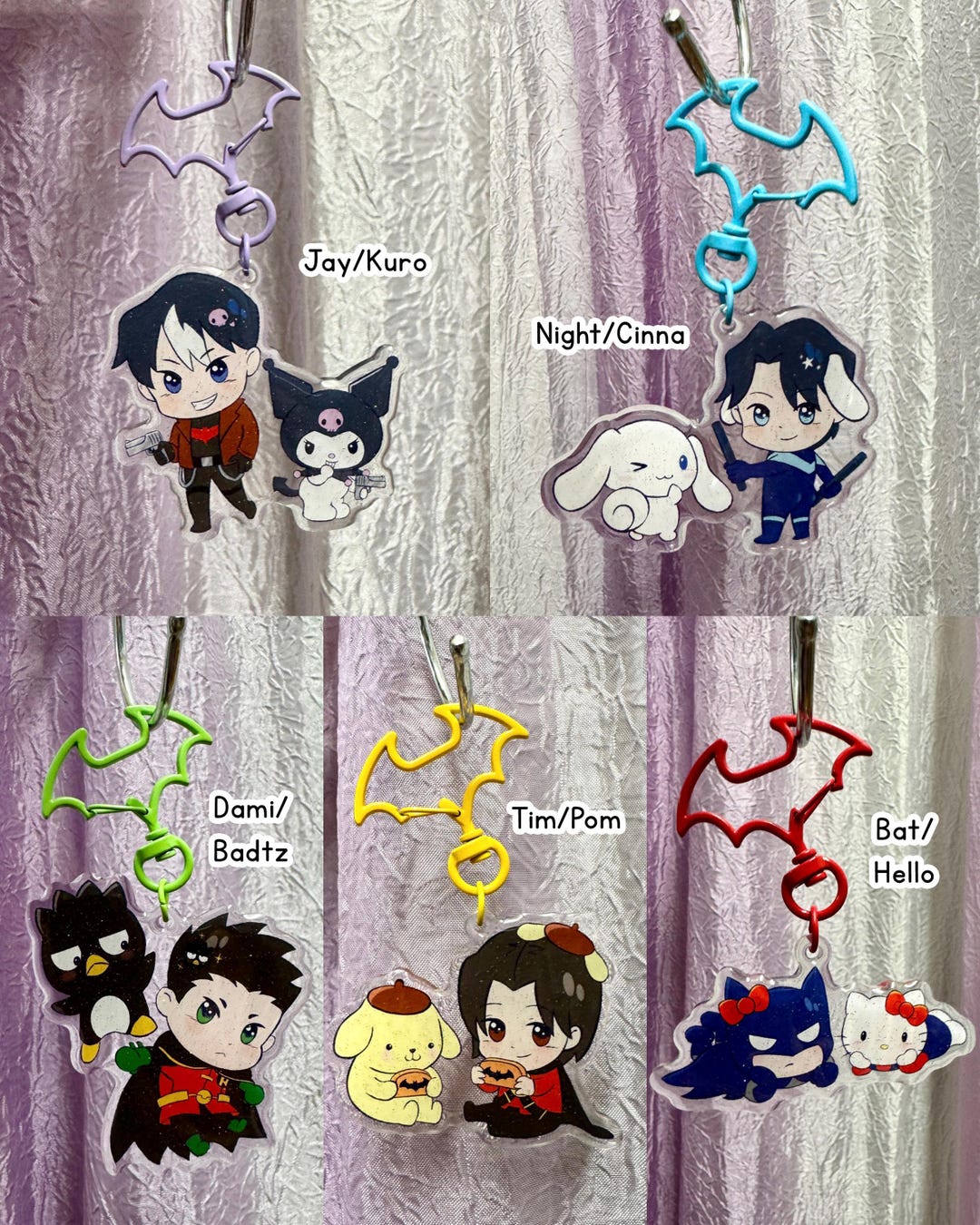 Batfamily & Cute Kawaii Friends Keychain - Etsy