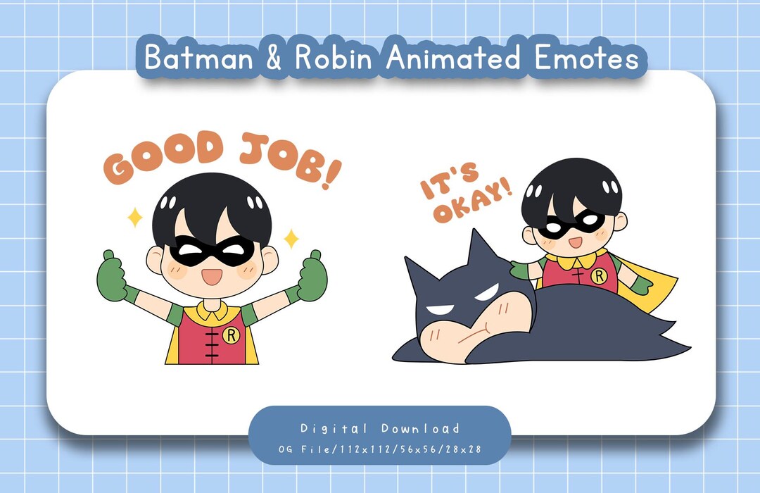 Batman & Robin Cute Animated Emotes for Twitch Streamers, Discord ...