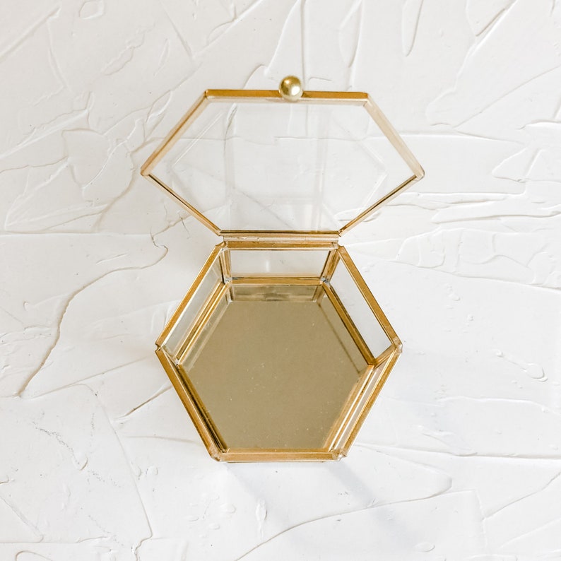 Geometric Glass Jewelry Box With Velvet Ring Box Option - Etsy
