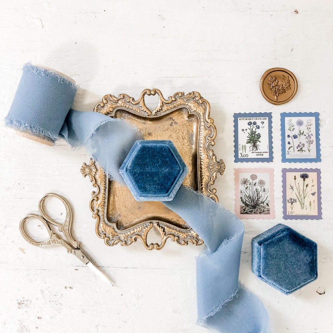 Photographer Styling Kit: Velvet Ring Box, Vintage Stamps, Silk Ribbon ...