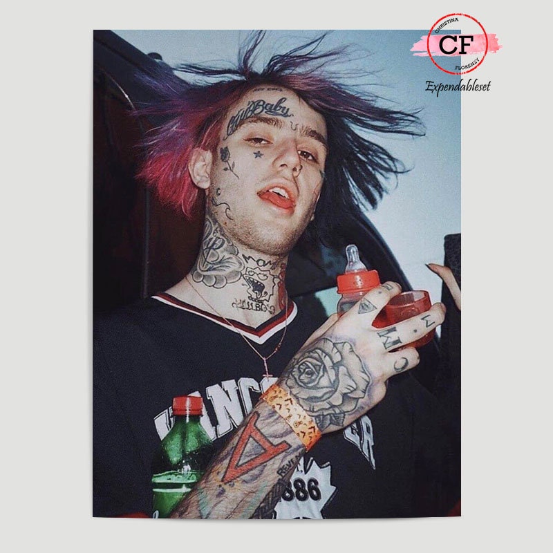 Lil Peep Poster Lil Peep With The Lean I Got For Him Poster Etsy