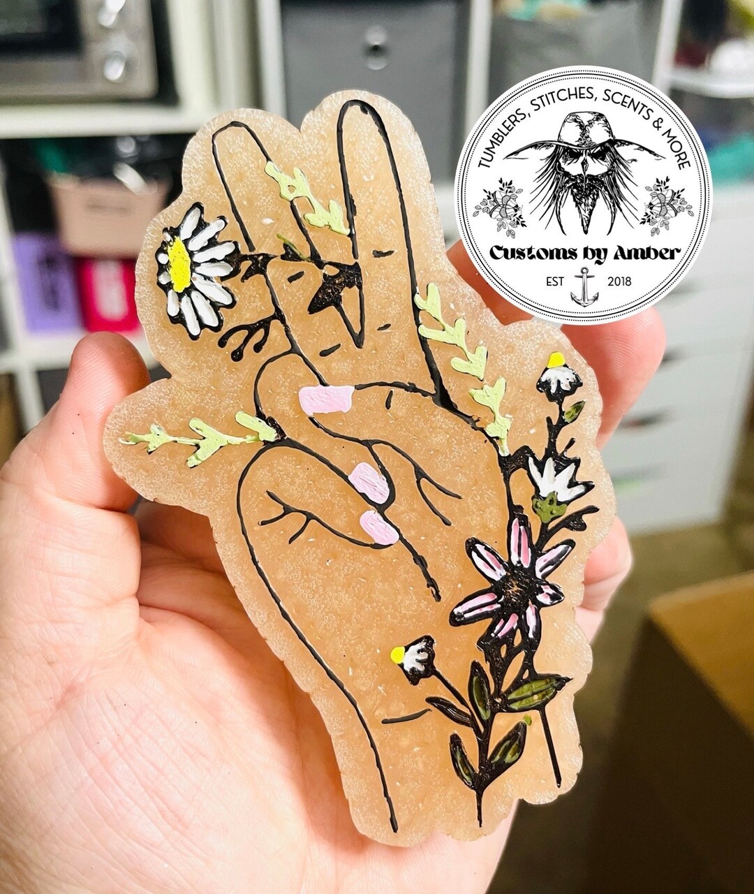 Peace Sign Car Freshie: Floral Car Decor - Etsy