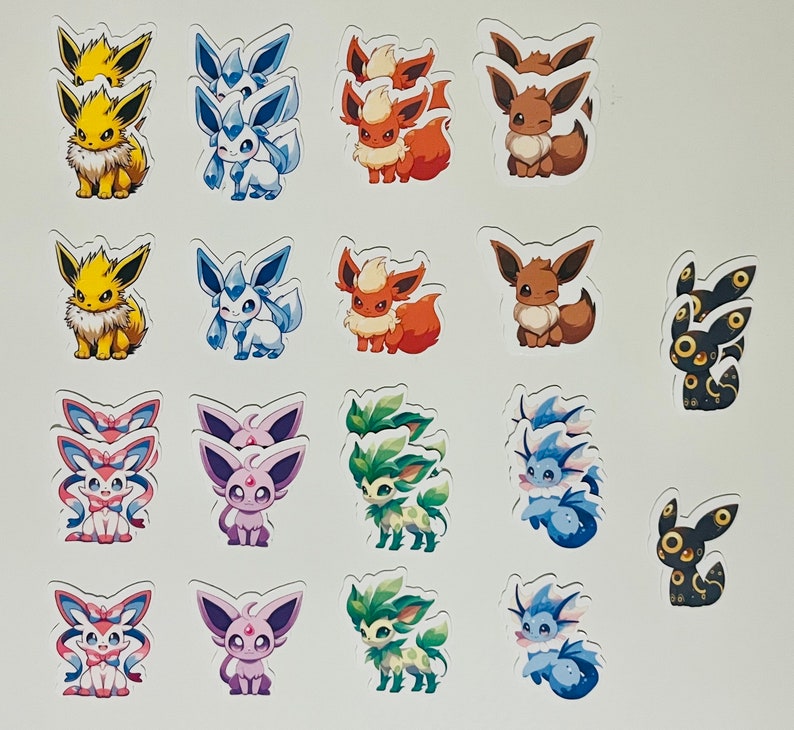 Eeveelution Stickers, Pokemon Decals, Anime-inspired Stickers Set ...