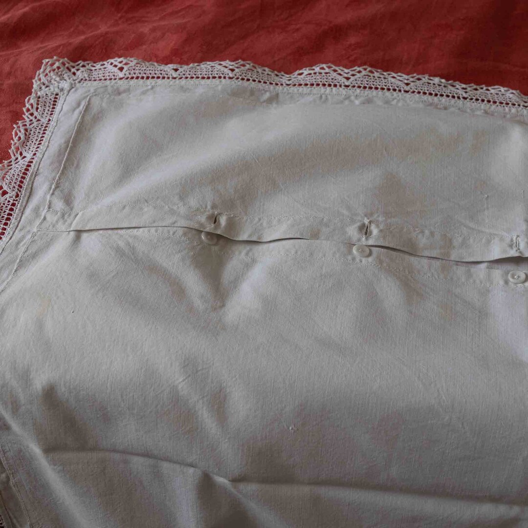 Antique Vintage French Pillowcase, Heirloom Square Pillow Sham ...