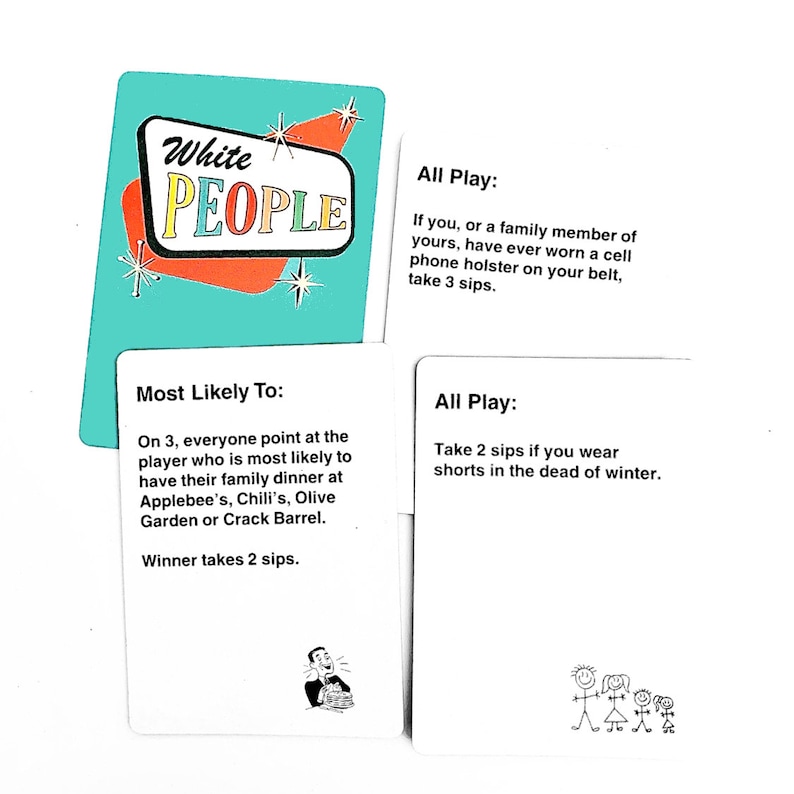 White People Hilarious Drinking Game Relatable Game for All - Etsy