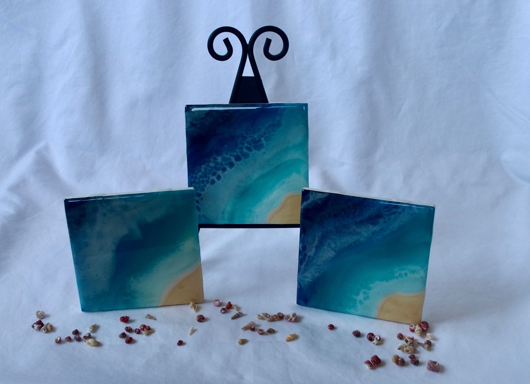 Epoxy Resin Ocean Wave Tile - Corner Beach - Etsy