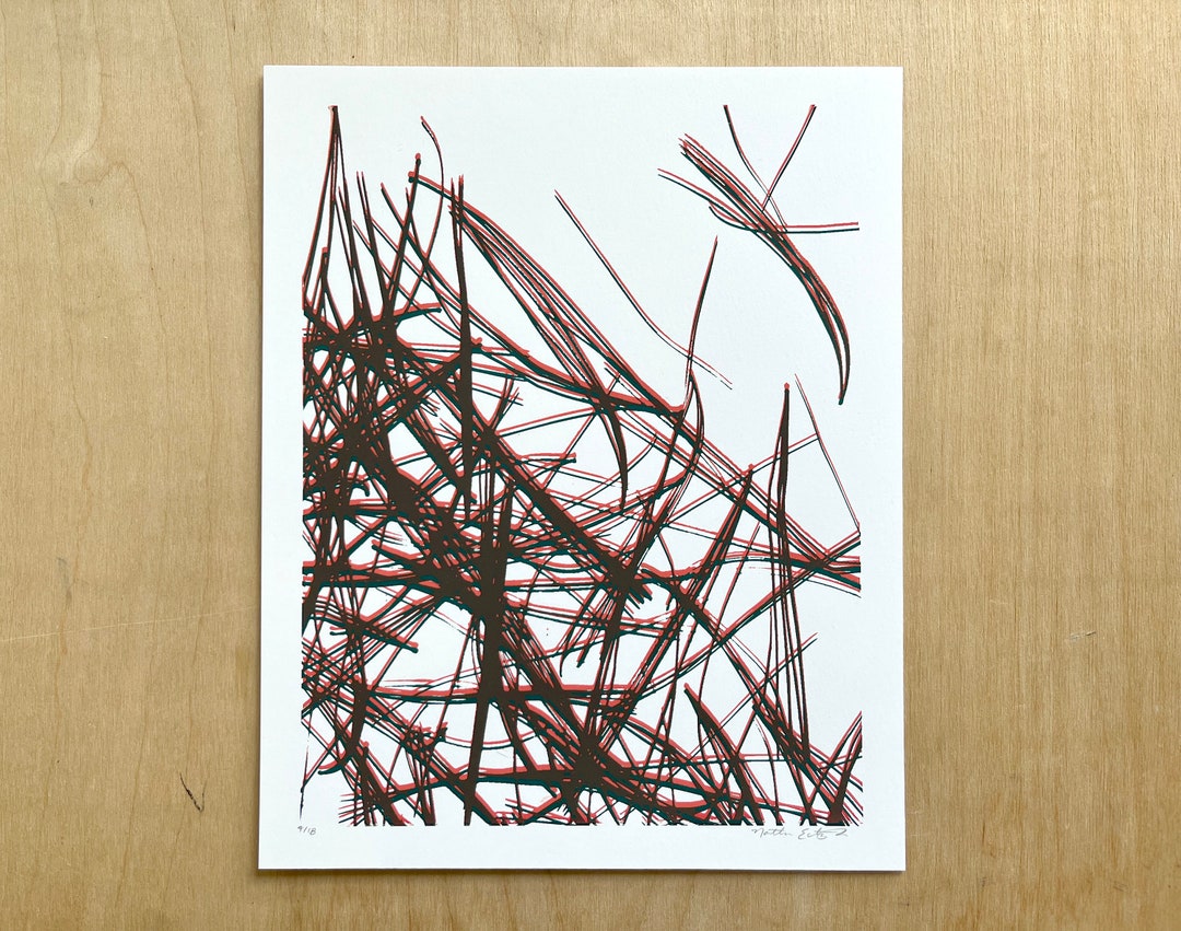Pine Needles Misregistered Print // Original Limited Edition Handmade ...