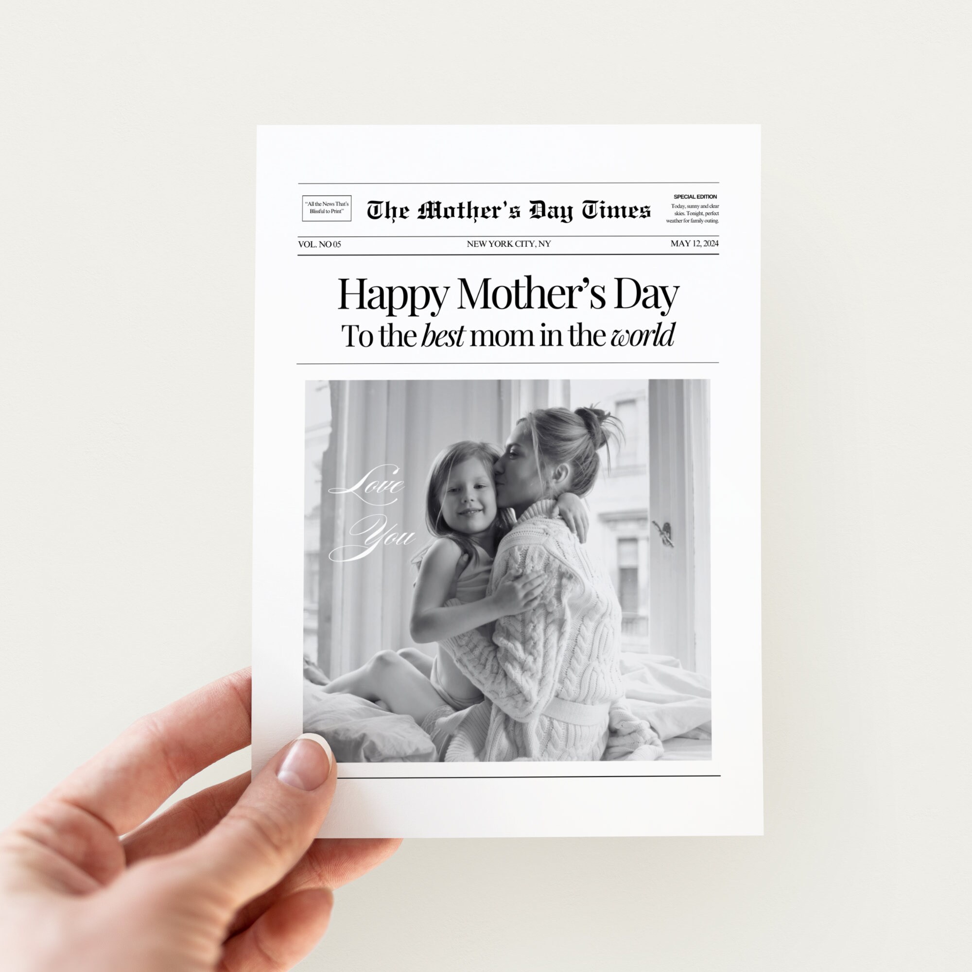 Mothers Day Newspaper Template, Mother's Day Card, Mothers Day Gift ...