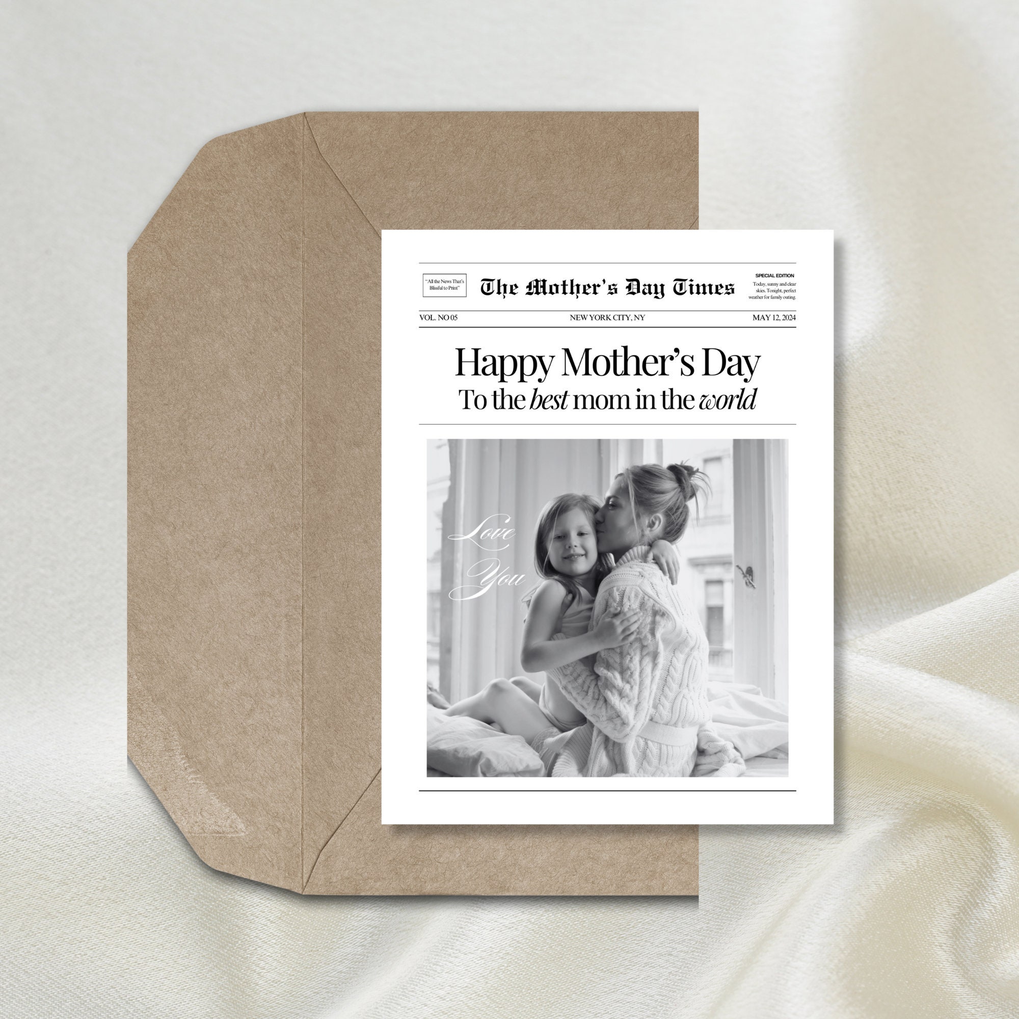 Mothers Day Newspaper Template, Mother's Day Card, Mothers Day Gift ...