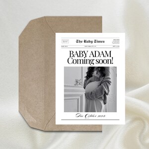 Custom Baby Newspaper Announcement, Editable Newspaper Pregnancy ...