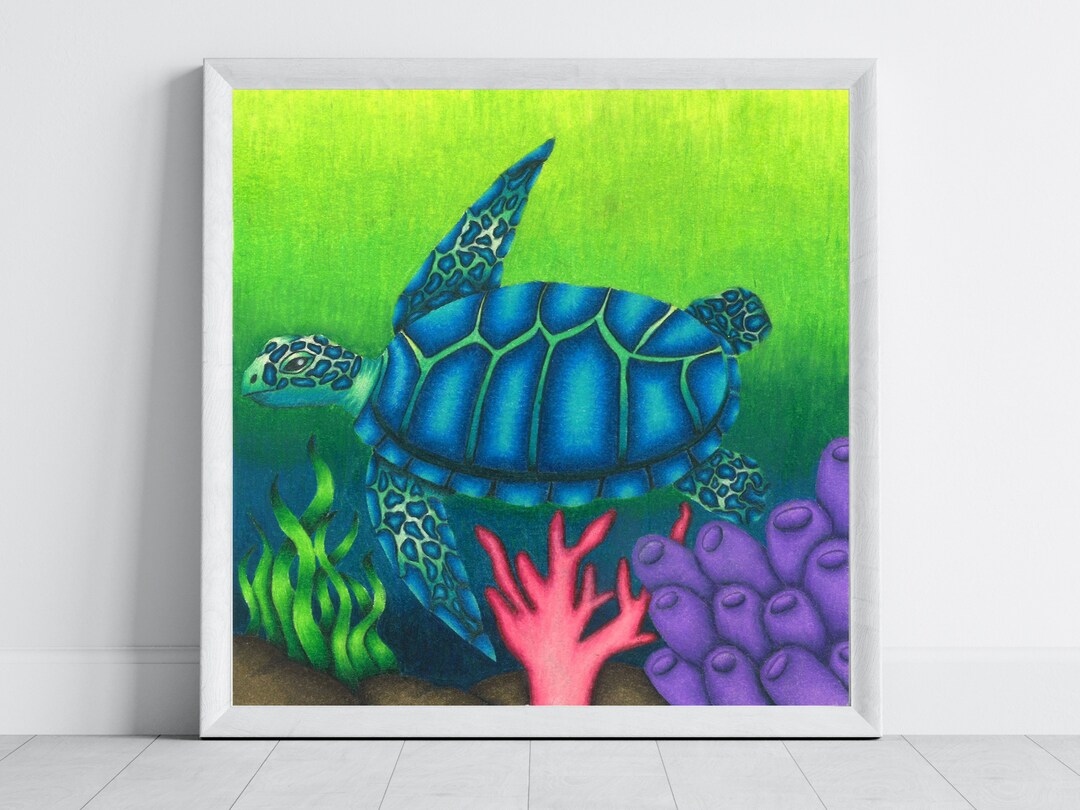 Turtle Wall Art, Turtle Drawing, Turtle Print, Turtle Artwork, Wall Art ...