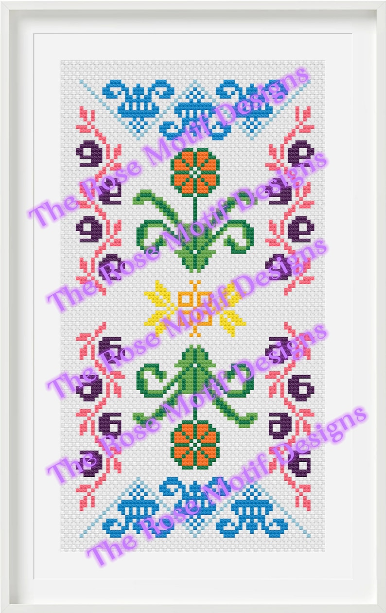 Palestinian Tatreez Cross Stitch Pattern Orange Blossom Flower - Etsy