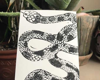 Fenny Snake. Original Linocut Print 4 1/4" X 6" (A6) - Etsy