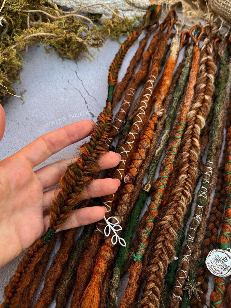 Ginger, Forest Green Dreadlocks Extensions| Crochet Textured, Super ...