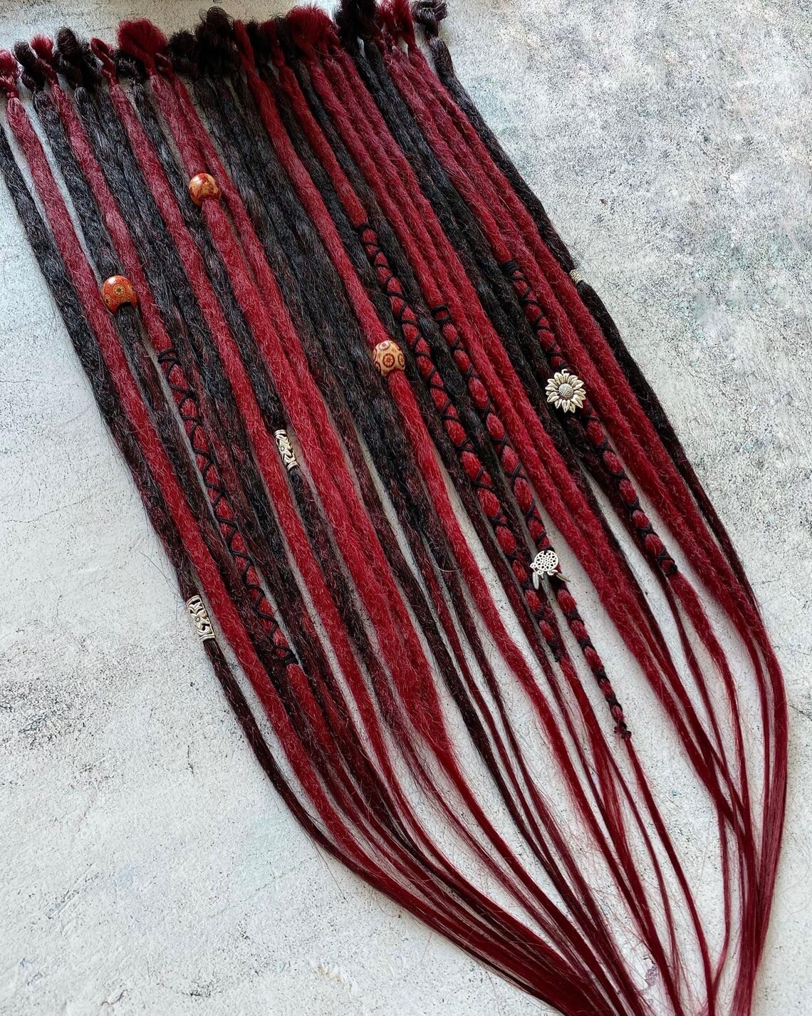 Black-red Burgundy Ombre Color Synthetic Dreadlocks Extensions| Smooth ...