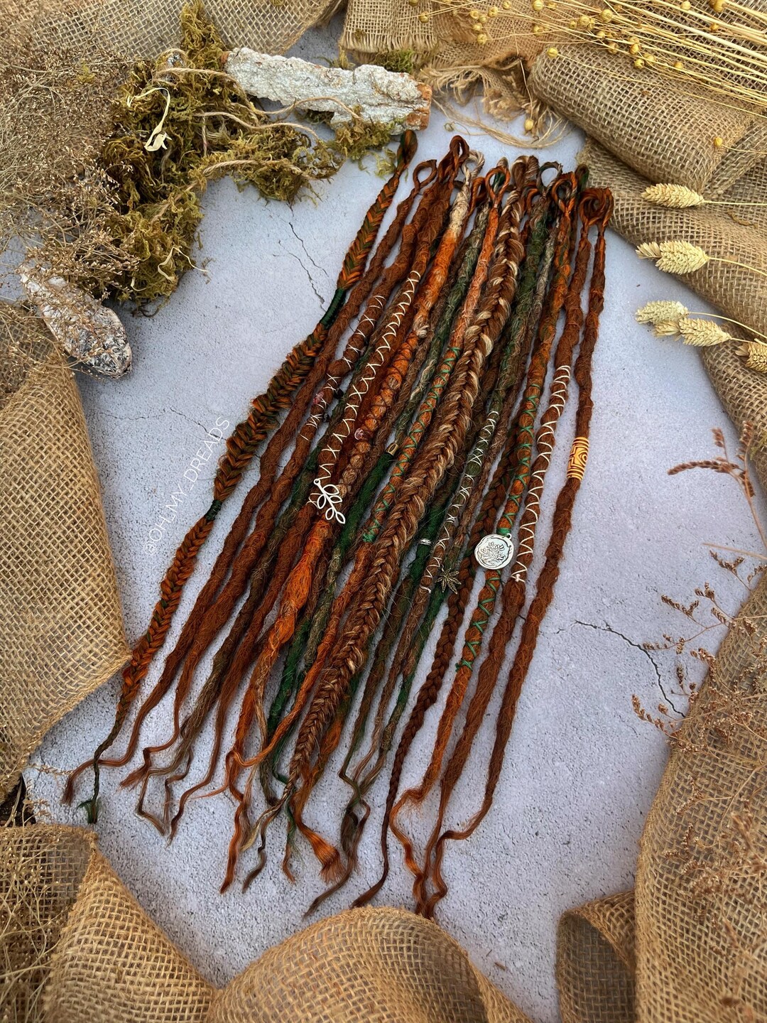 Ginger, Forest Green Dreadlocks Extensions| Crochet Textured, Super ...