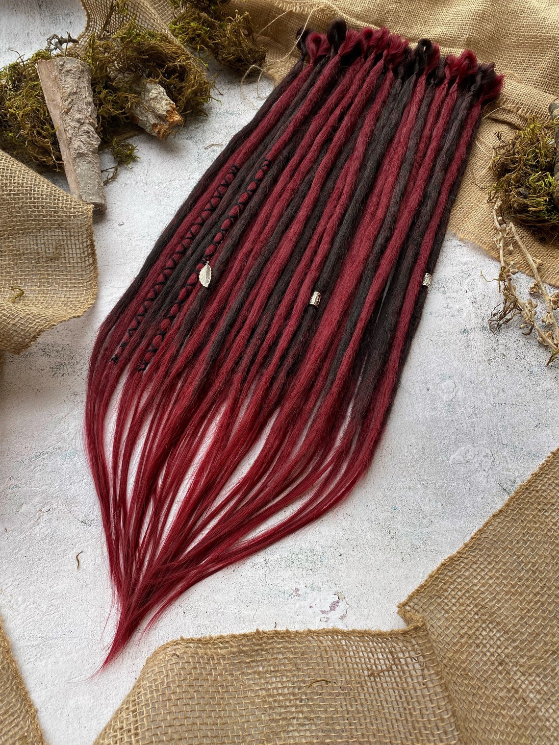 Black-red Burgundy Ombre Color Synthetic Dreadlocks Extensions| Smooth ...