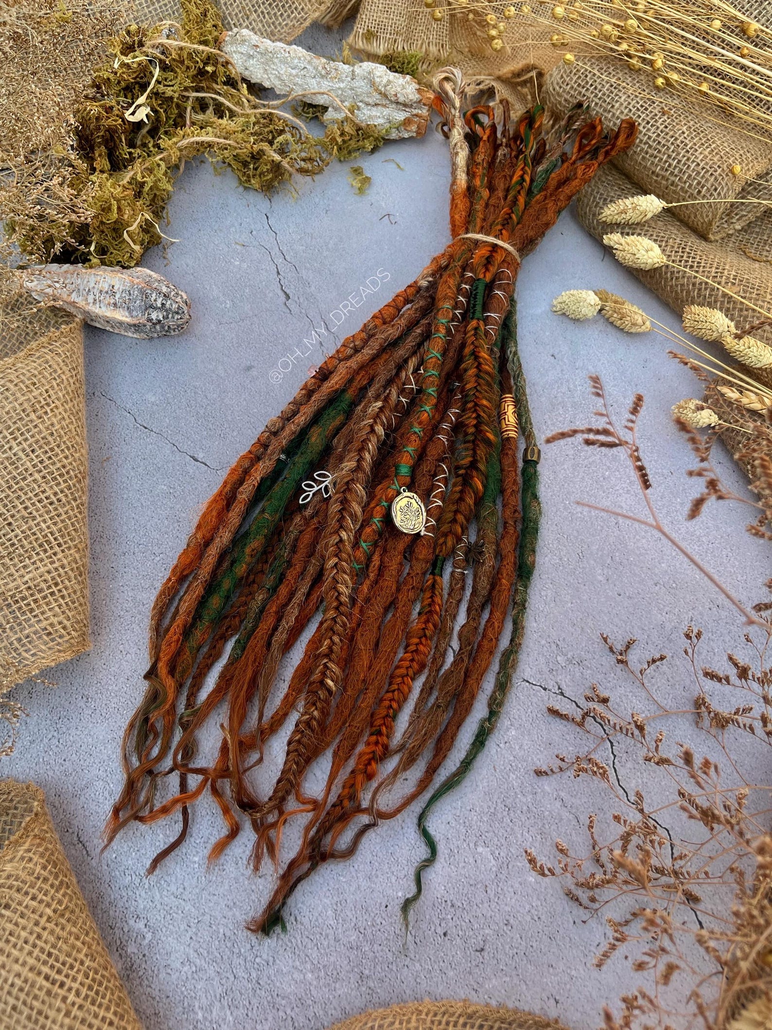 Ginger, Forest Green Dreadlocks Extensions| Crochet Textured, Super ...
