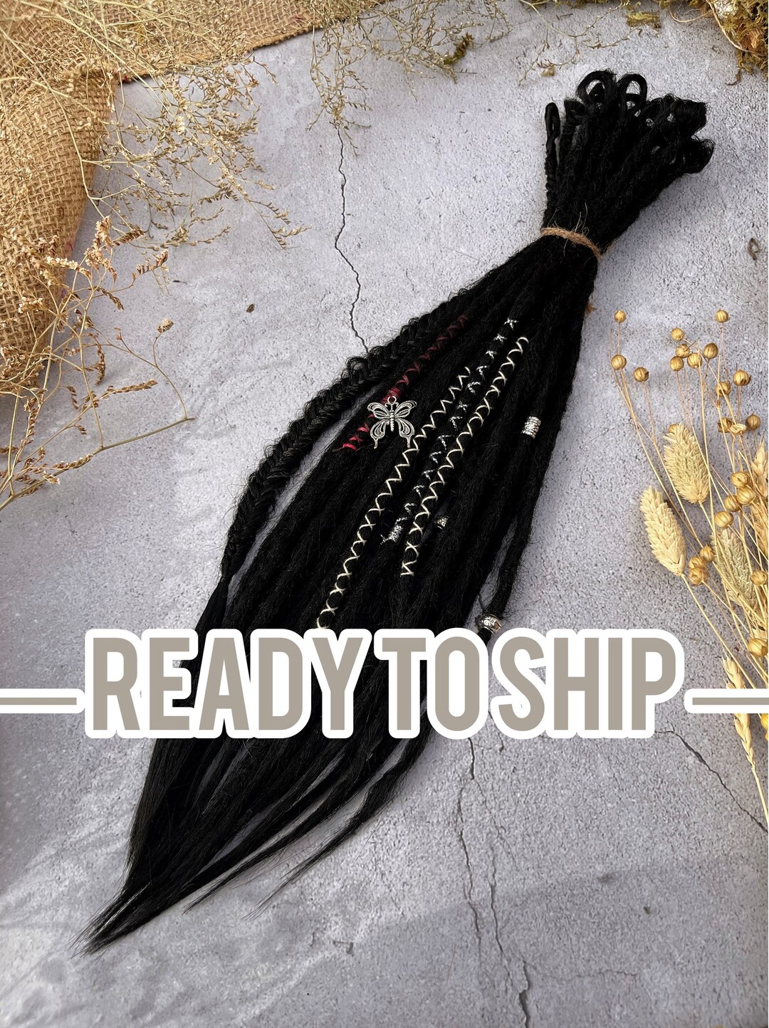 Dreadlocks Extensions in Black Color Light Weight Single Ends Synthetic ...