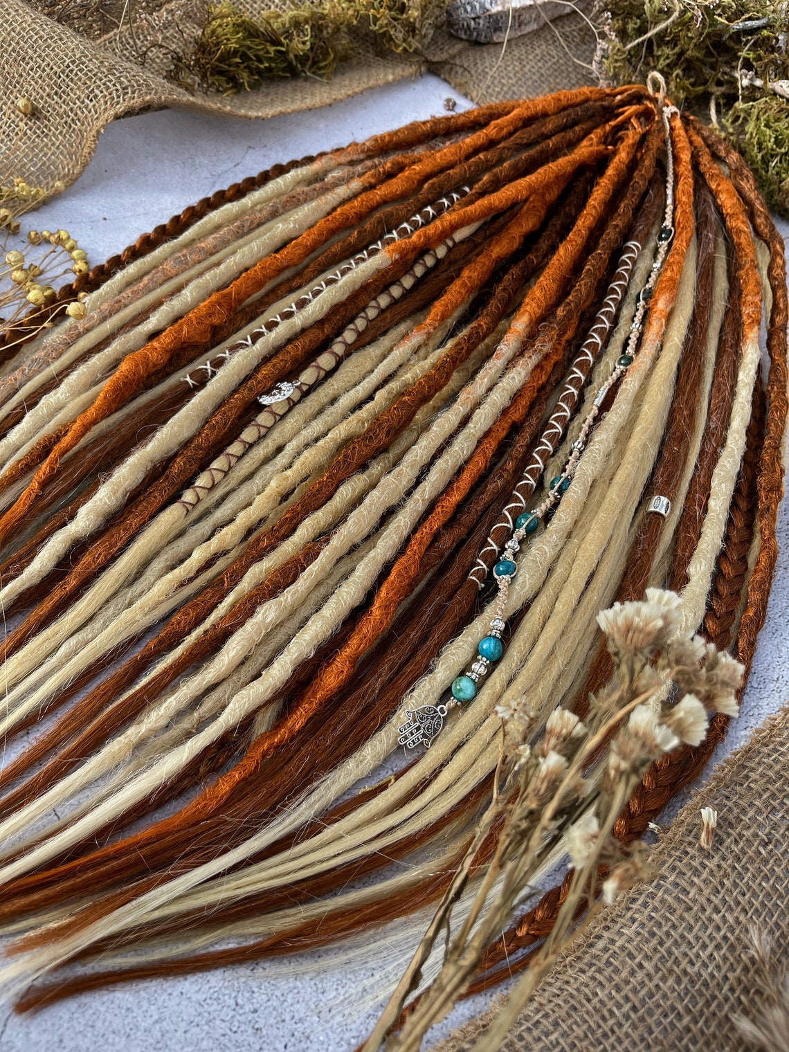 Natural Red and Blonde Color Synthetic Dreadlocks Extensions| Mix of ...
