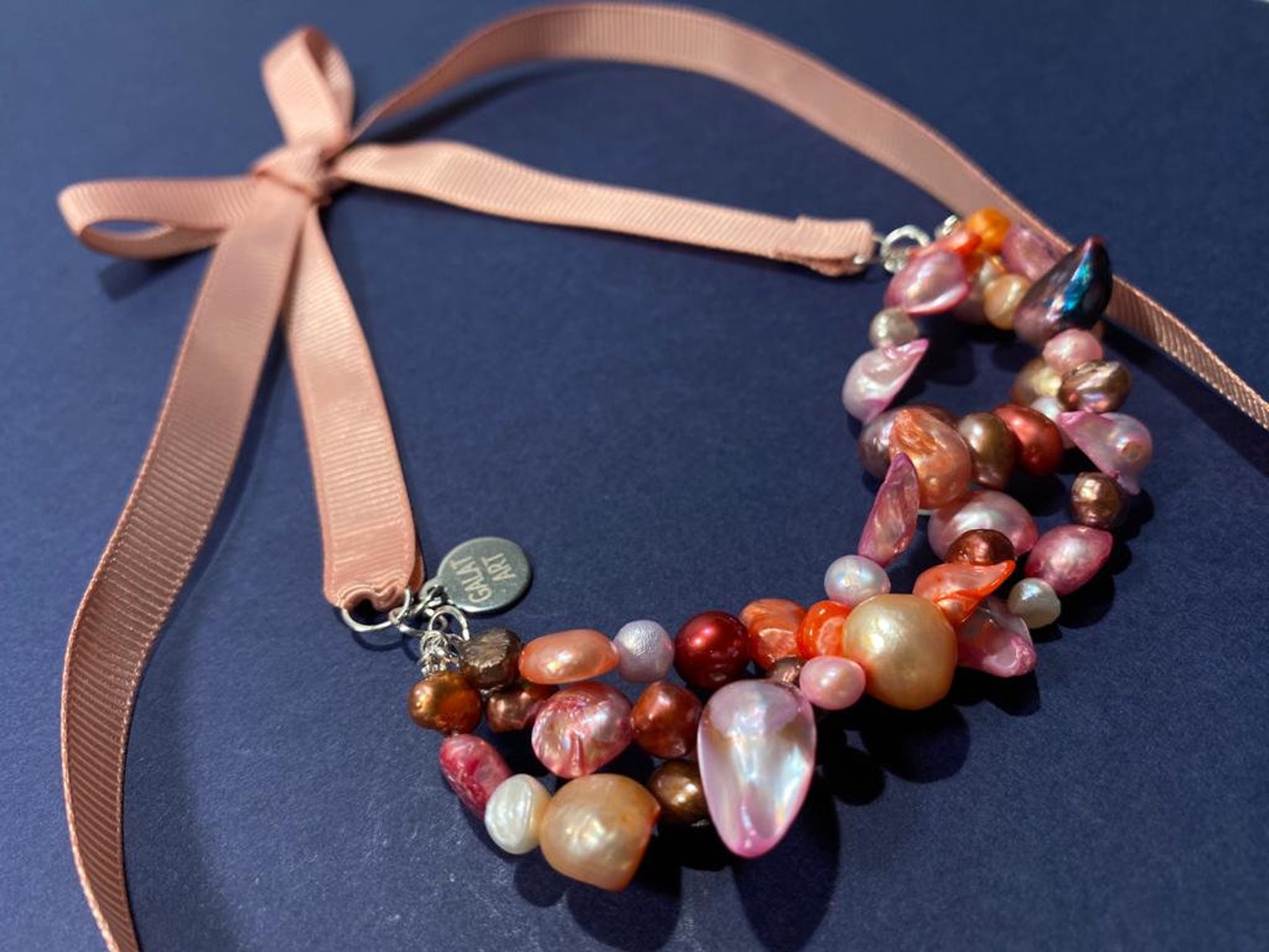 Natural Freshwater Freeform Colourful 3 Strings of Pearls With Twill ...